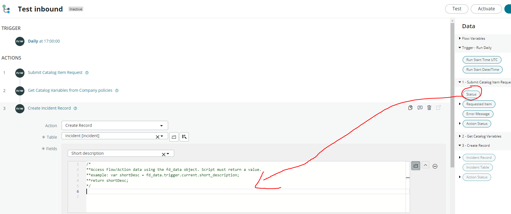 Solved: Access flow variables from a step in script - ServiceNow Community